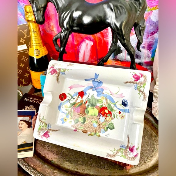 Gucci | Accents | Rare Vintage Gucci Floral Designer Dish Tray ...